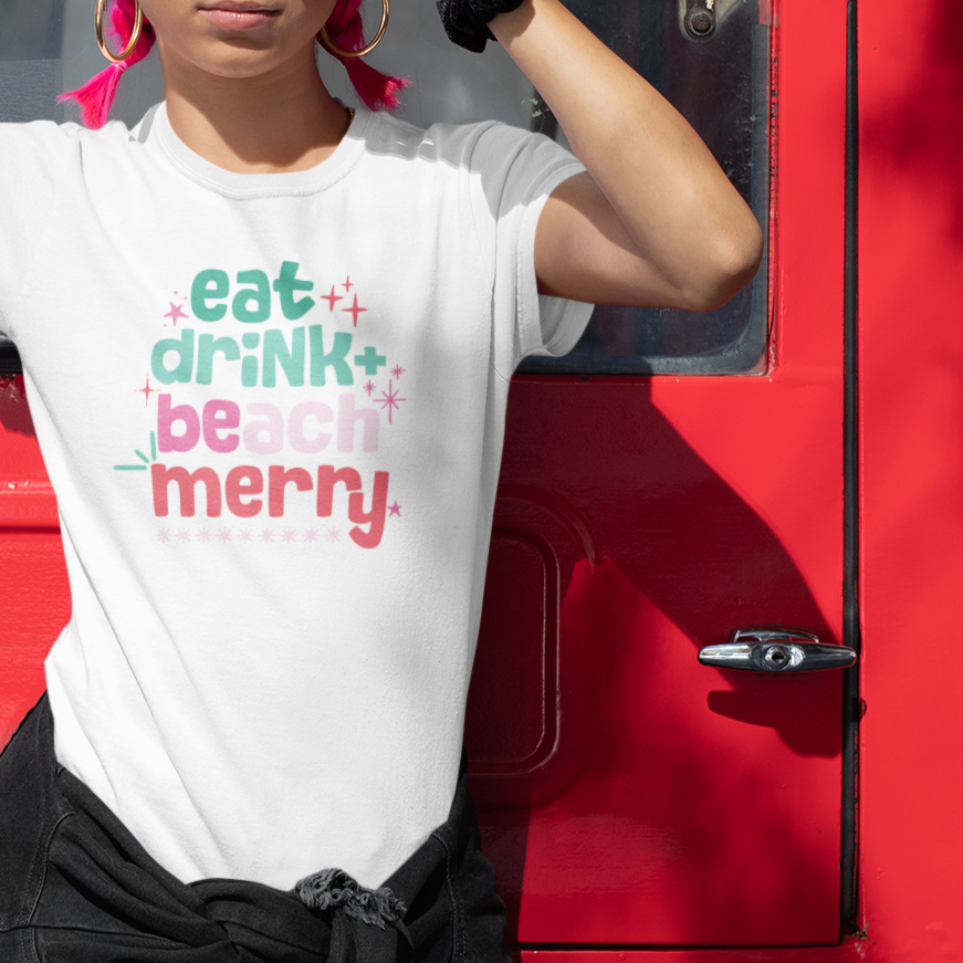 Eat, Drink + BEach Merry | Christmas T-Shirt: XL – Island Sip & shop